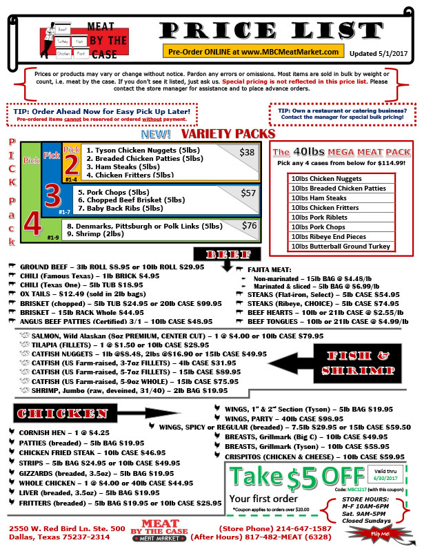 Price List - MBC Meat Market